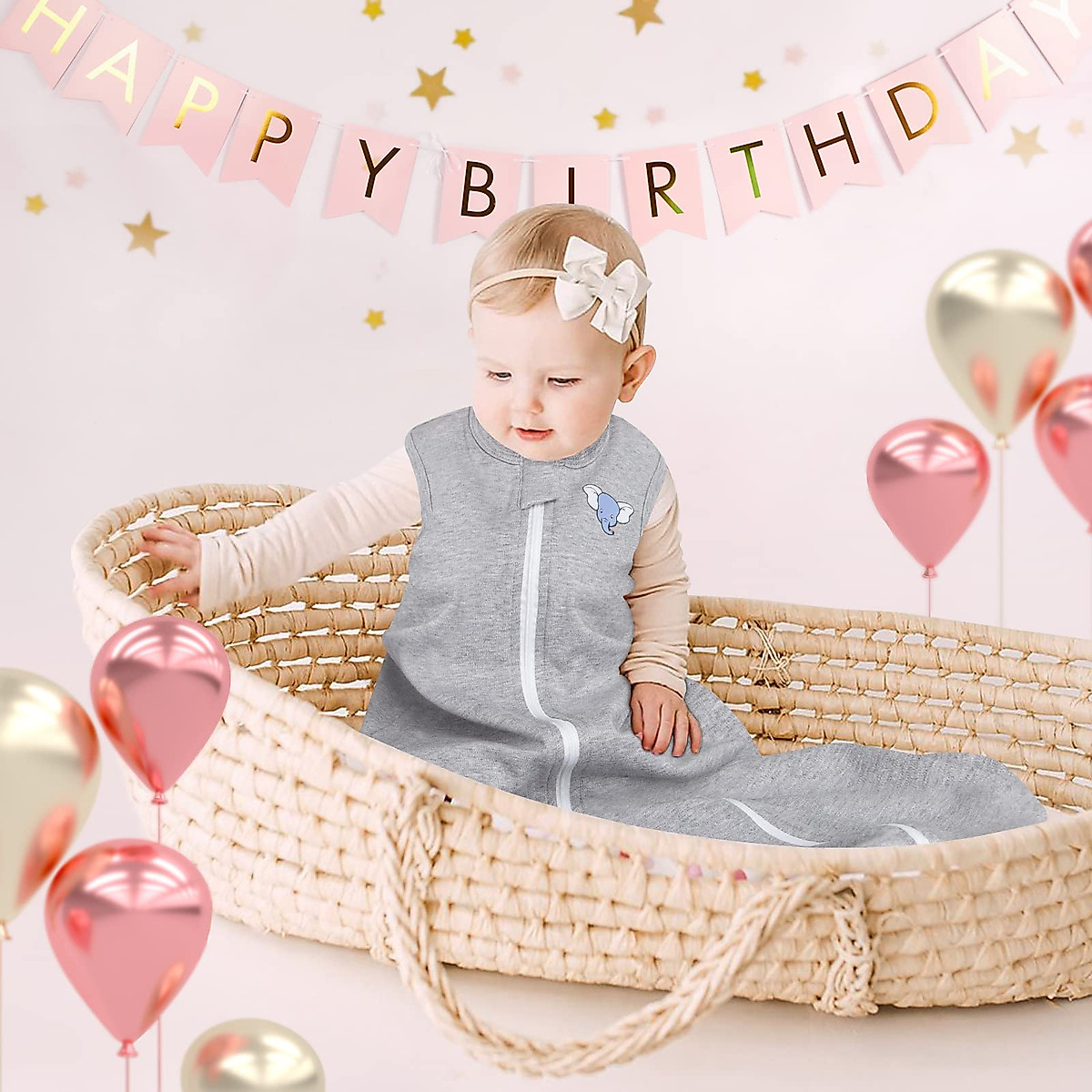 Pro Goleem Baby Wearable Blanket Cotton Sleep Sack 0-6 Months, Newborn Sleeveless Sleep Sack Bag with 2-Way Zipper, Lightweight Sleepsack for Newborn Baby Gifts (0.5 TOG, Small, Grey)