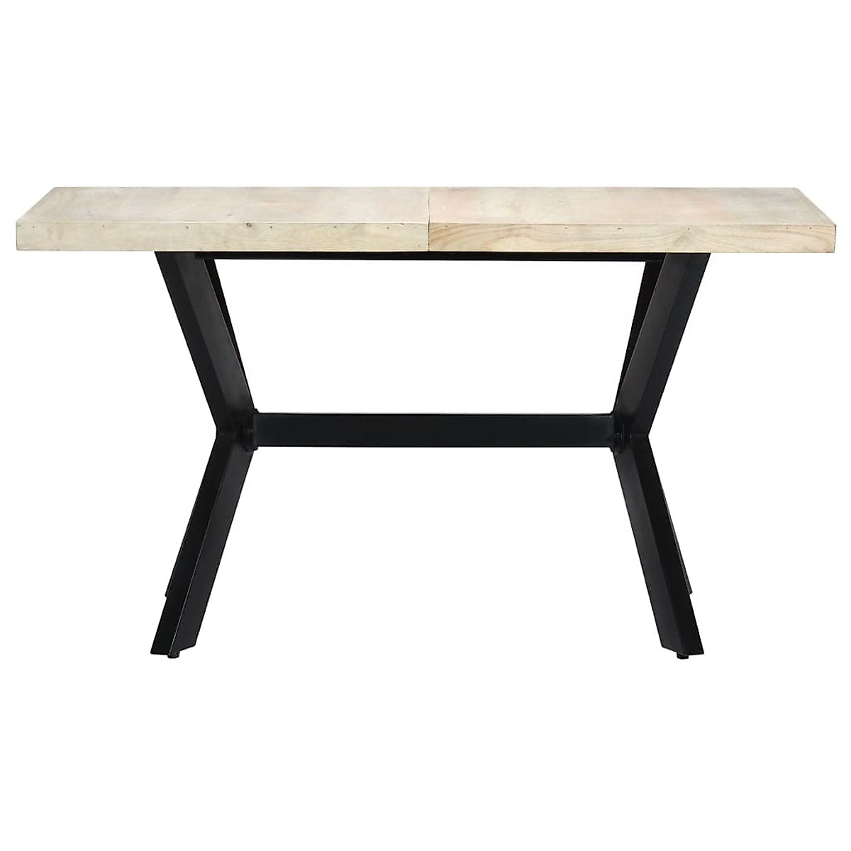 Dining Table,Retro Coffe Table,Conference Table,Industry Offic Table,Easy to Assemble,With a Steel Cross Frame,Fits Dinner Party, Study, Office Work, 55.1"x27.6"x29.5" Solid Bleached Mango Wood