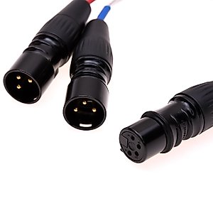 GAGACOCC XLR Cable Dual 3-Pin XLR Male to 4-Pin XLR Female Balanced Audio Headphone Adapter Clear Silver Plated Shield Cable 20CM (Dual 3-Pin XLR Male to 4 Pin XLR Female)