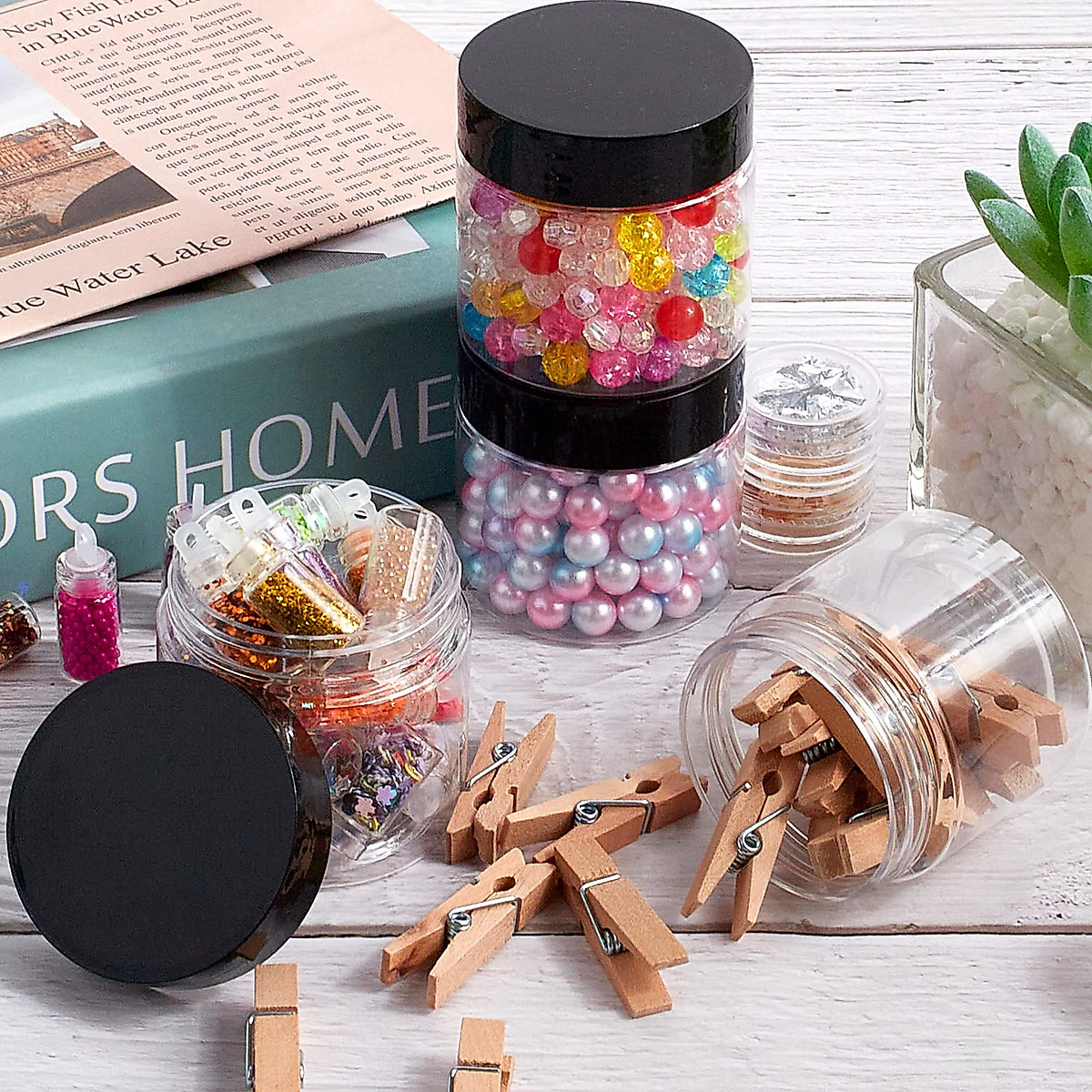 36 Pack 2 Oz Small Plastic Container Jars with Lids and Labels BPA Free, TUZAZO Empty Round Clear Cosmetic Containers Plastic Slime Jars for Lotion, Cream, Ointments, Samples, Travel Storage (36)