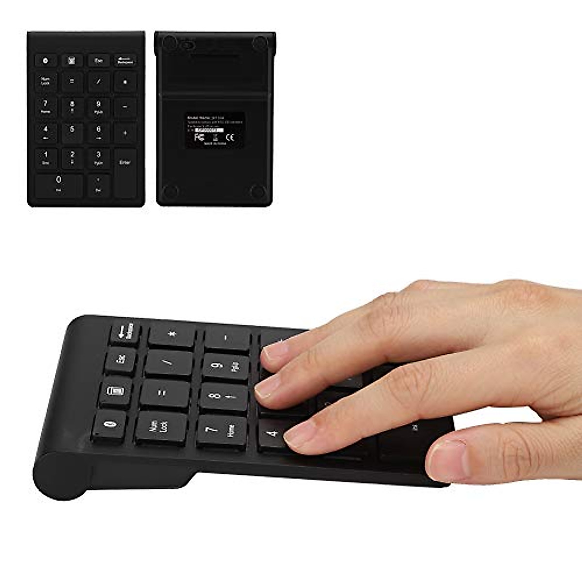 22 Keys Wireless Numeric Keypad Portable Mini Keyboard Number Pad Ultrathin Numeric Keyboard Numpad for Laptop Desktop Computer PC (Black)