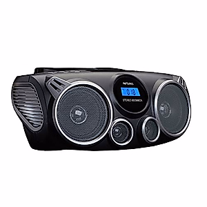 RIPTUNES Portable CD Player Bluetooth Stereo Sound System Digital AM FM Radio, MP3 CD Boombox USB SD PALYBACK with Enhanced Bass, Aux in, Headphone Jack, CD-R/CD-RW Compatible LCD CLOCK Display, Black