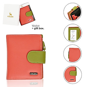 Felda RFID Genuine Leather Ladies Soft Wallet Purse Womens Multi Colour 10 Card Slot (Cray Multi)