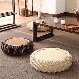 KXDFDC Japanese futon Tatami mat Floor seat Block Home Lazy Tea Room Play mat Round futon Rattan Woven (Color : E, Size : 50 * 17cm)