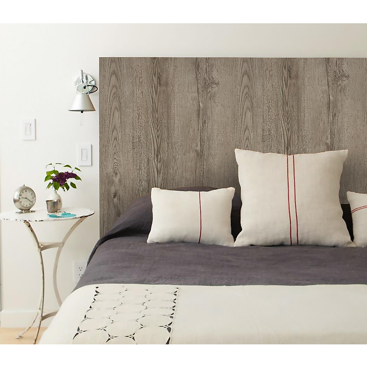 GloryTik 78.7"X17.7" Grey Brown Wood Grain Contact Paper Faux Wood Peel and Stick Wallpaper Wood Removable Self Adhesive Waterproof Wallpaper