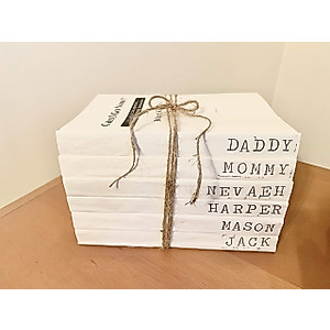 Personalized Stacked Books, Farmhouse Books, Stamped Books, Custom Book Stack, Rustic Home Decor, Stamped Book Set