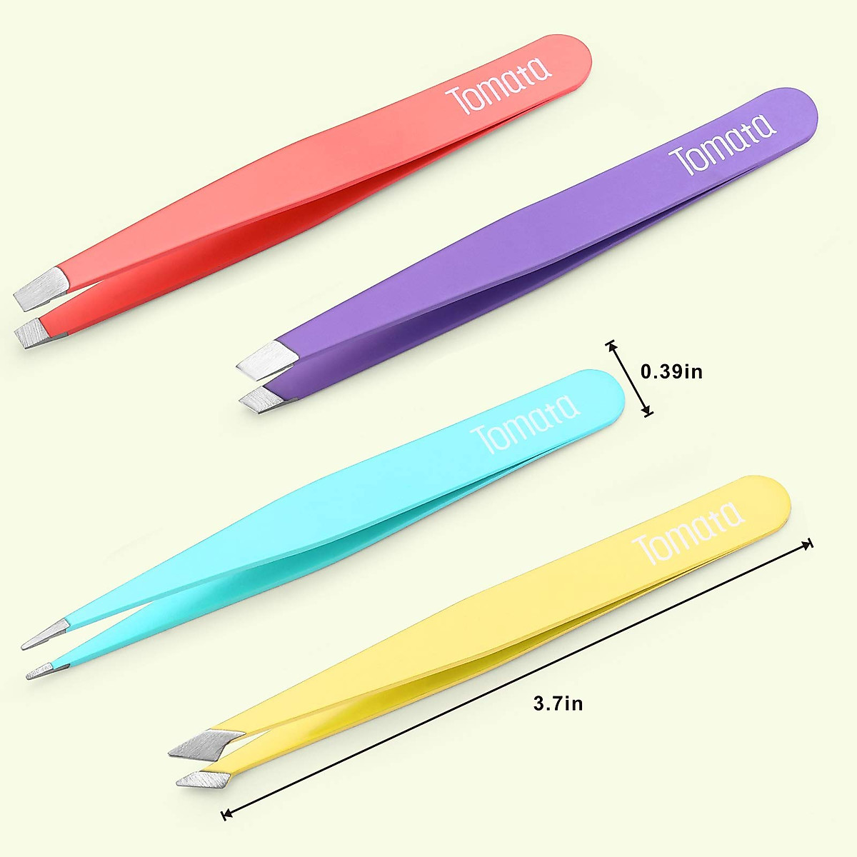 Tweezers for Eyebrows, Slant Tip and Pointed Eyebrow Tweezer Set Great Precision for Eyebrows Facial Hair, Ingrown Hair, Splinter, Blackhead and Tick Remover (4-piece) (Multi-color)