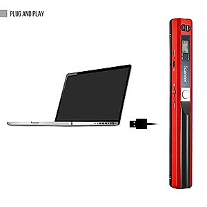 HUIOP Document Scanner,Portable Handheld Wand Wireless Scanner A4 Size 900DPI JPG/PDF Formate LCD Display with Protecting Bag and 8GB TF Card for Business Document Reciepts Books Images