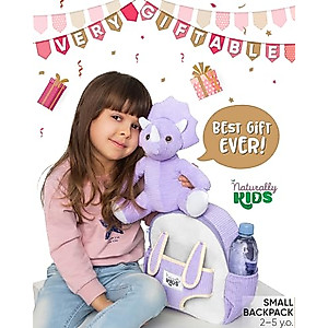 Naturally KIDS Purple Dinosaur Backpack, Dinosaur Toys for Girls 3-5, Triceratops Toy for 3 Year Old Girl Gifts, Dinosaur Toys Kids 3-5