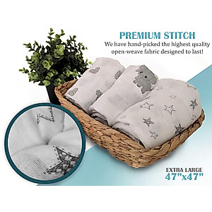 CozyBubs Muslin Swaddle Blankets - Breathable and Skin-Friendly Swaddle Blanket for Girls and Boys - Perfect Nursery Essential and Baby Shower Party Gift - 47 x 47 inches 3-Pack