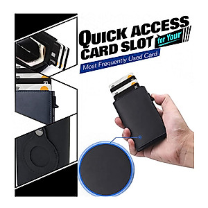 G2eComme AirTag Card Holder Minimalist Wallet – Ultra Slim Magnetic Genuine Leather GPS Tracker Credit Card Case Privacy & Security RFID Blocking Ideal Gift (Dark Brown)