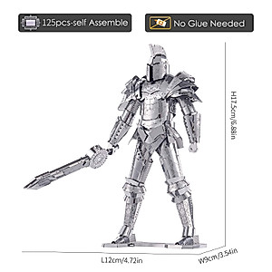 Piececool 3D Metal Puzzles for Adults DIY Mecha Model Kits Building Blocks, Black Knight 3D Figure Model kit Brain Teaser Puzzle Fidget Toys Hobbies for Men, Great Birthday Gifts -125 Pcs