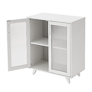 Panana Kitchen Buffet Server Table Accent Sideboard Cupboard Server Buffet Console Table with Doors Cabinet (27inch, White)