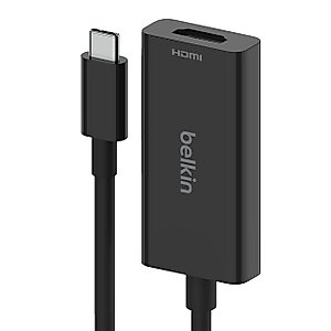 Belkin USB Type C to HDMI 2.1 Adapter, Tethered 4.33in Cable with 8K@60Hz, 4K@144Hz, HDR, HBR3, DSC, HDCP 2.2, USB-IF and Works with Chromebook Certified for MacBook, iPad Pro and Other USB C Devices