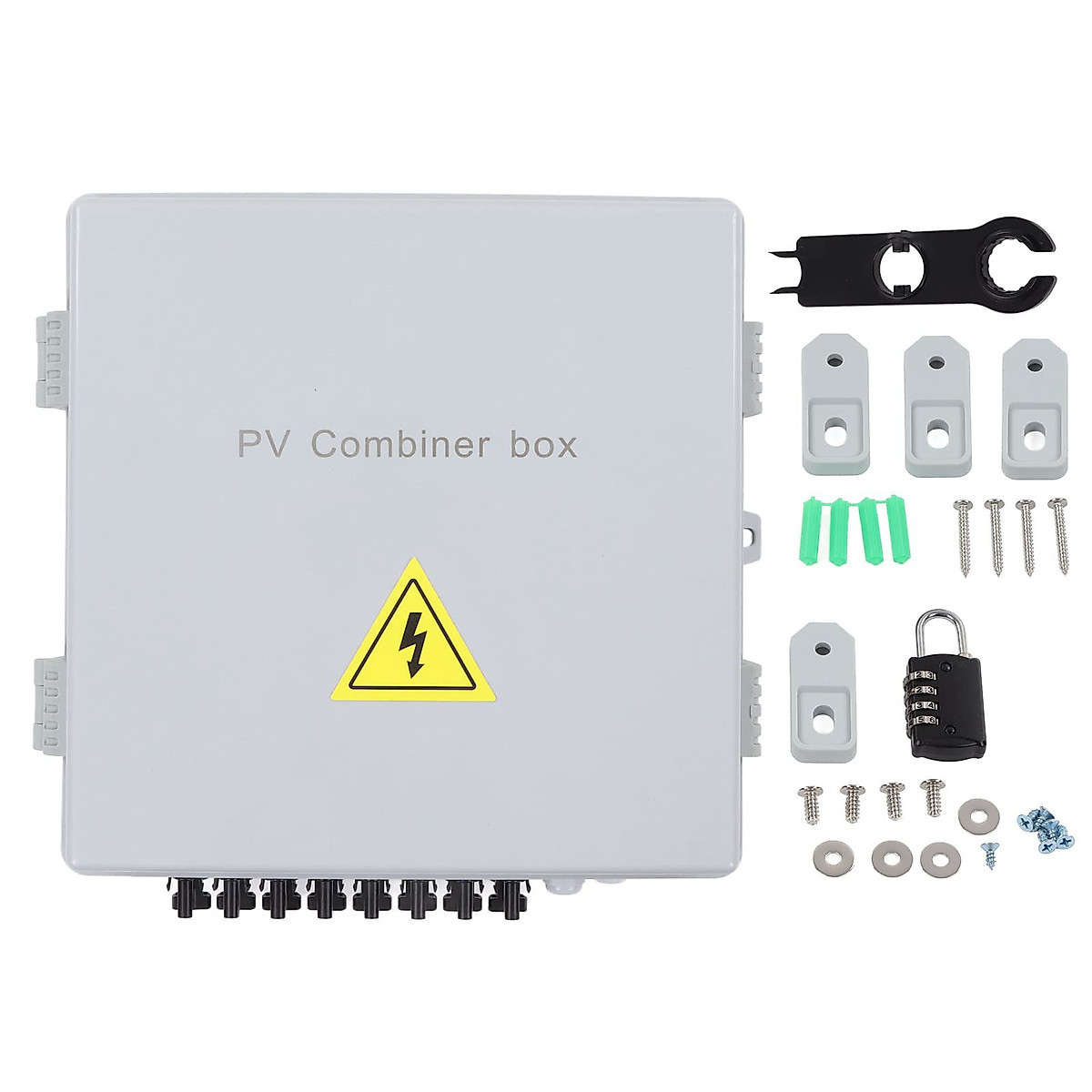 Focket 8 String PV Combiner Box, Waterproof Solar Combiner Box with 80A Circuit Breaker, 10A Rated Current , Arreste & Solar Connector for On/Off Grid Solar Panel System