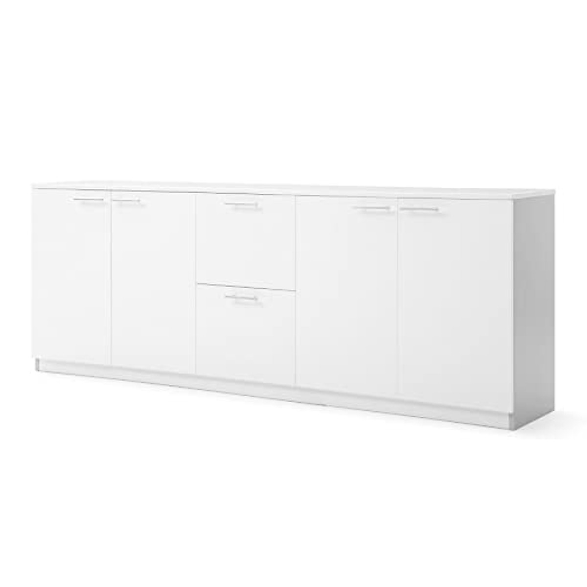 ZURI Furniture Reagan Modern Polished Office Storage and Filing Cabinet Credenza - White