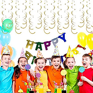 30 Pieces Gold Hanging Swirl Decorations Sparkle Golden Plastic Streamers Ceiling Decorations Wedding Bachelorette Baby Shower Birthday Party Anniversary Graduation Christmas New Year Decorations