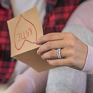 QALO Women's Rubber Silicone Ring, Strata Love Two Tone Dual Layered, Silicone Rubber Wedding Band, Breathable, Durable Engagement Silicone Ring, 6mm Wide 1.85mm Thick, White & Lilac, Size 5