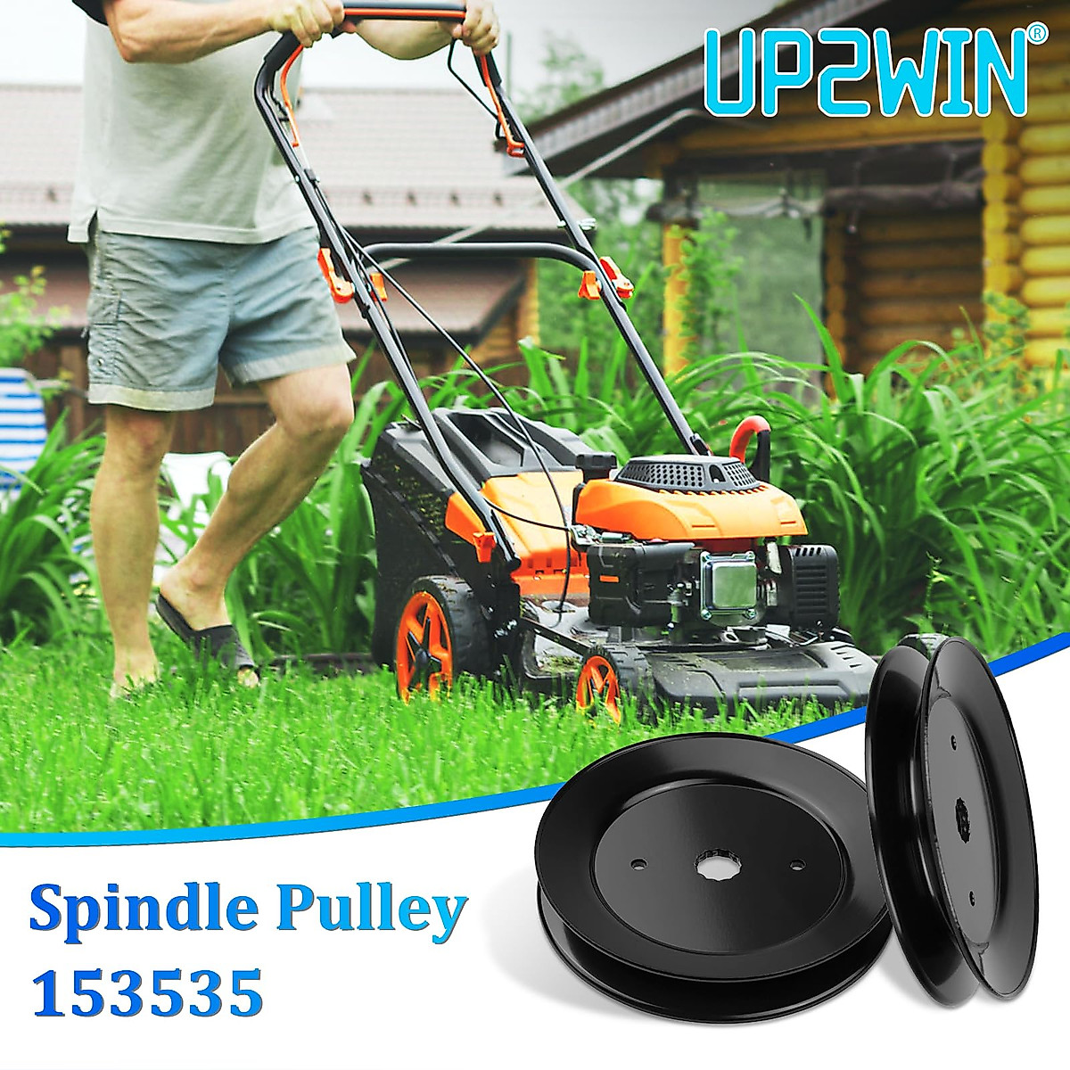 UP2WIN Spindle Pulley 153535 Mower Deck Pulley Compatible with Craftsman Mower Craftsman LT1000 LT2000 Husq Z254 2548 Poulan Pro Sears Riding Lawn Mower Tractor with 42" 48" 54" Deck, Replace 173436