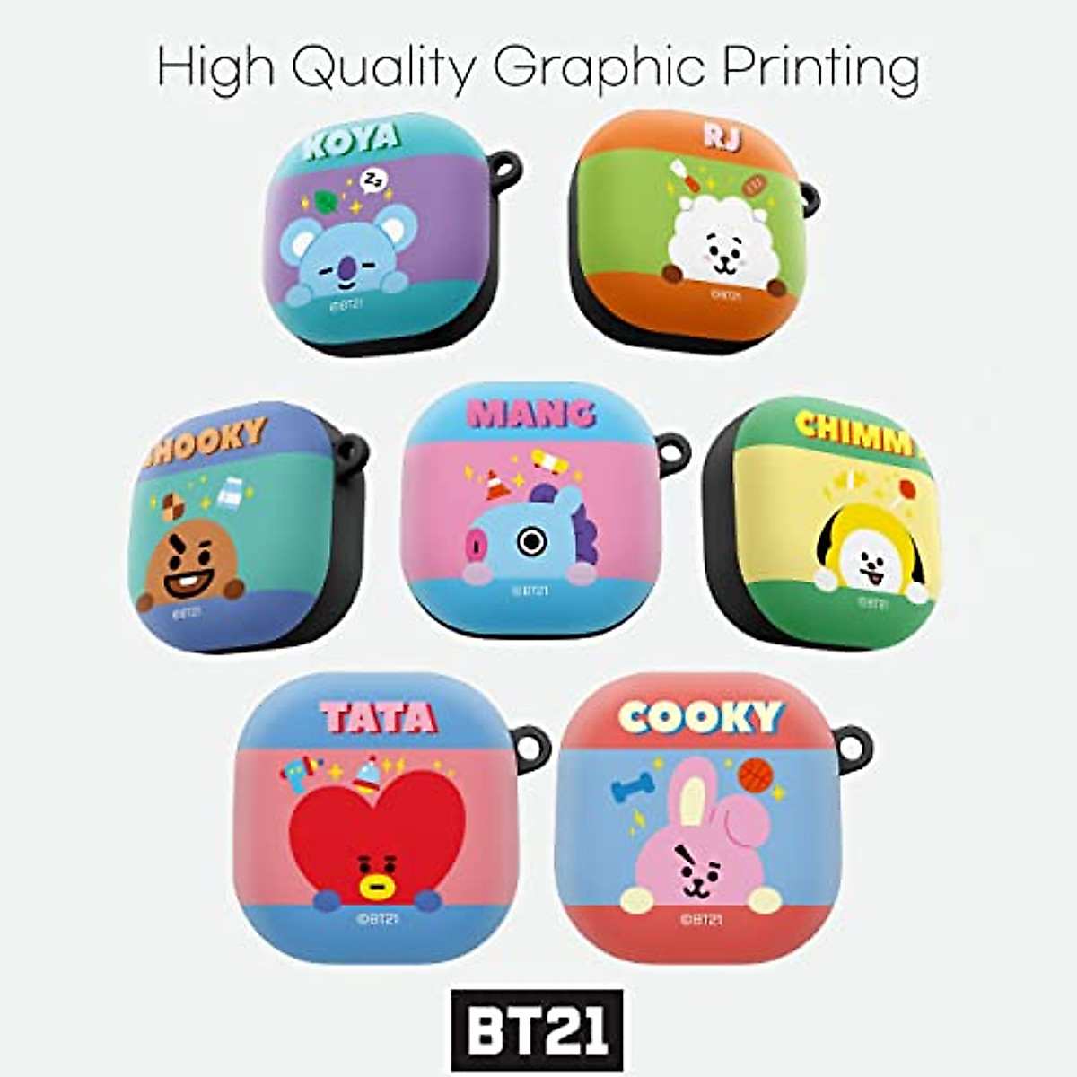 BT21 Official Merchandise for Galaxy Buds 2 Pro Case (2022) / Galaxy Buds 2 Case (2021) / Galaxy Buds Pro Case (2021) / Galaxy Buds Live Case (2020) - RJ