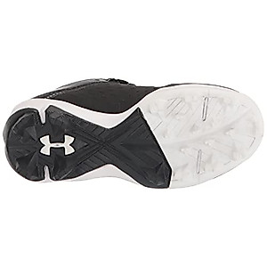 Under Armour Baby Boys Leadoff Low Junior Rubber Molded Cleat Baseball Shoe, (001) Black/Black/White, 12 Little Kid US
