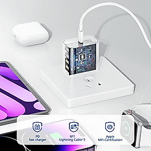 iPhone 13 14 Fast Charger Block,[Apple MFi Certified] Wall Charger Plug with 6ft USB C to Lightning Cable,Apple Charging Type C Power Adapter Cube Brick for iPhone 14 Pro Max/13 Pro/12 Mini/11,iPad
