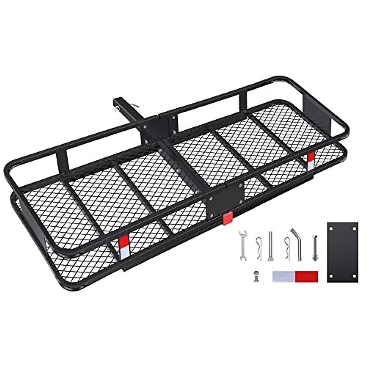 KAIZONPOT 60" x 24" x 6" Trailer Hitch Cargo Carrier Hitch Mount Folding Vehicle Cargo Basket 550lb Capacity Hitch Cargo Racks for Car