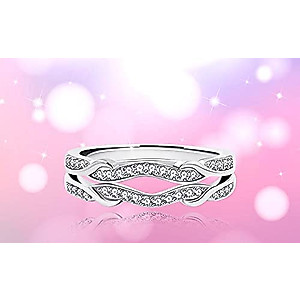 Uloveido 925 Sterling Silver 2pc Stackable Infinity Ring Enhancer for Women Wedding Engagement Anniversary Promise Rings Y1522 (Size 9)