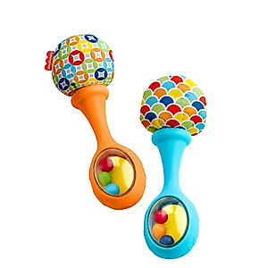 Fisher-Price Maracas, Set Of 2 Newborn Toys, Blue And Orange, Rattle 'N Rock Maracas, Baby Toys For Ages 3+ Months