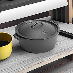 Pre-Seasoned Cast Iron Dutch Oven Pot with Lid, for Braising, Broiling, Frying, Sourdough Bread Baking, Camping Cookware, BBQ,3 Quart Pan