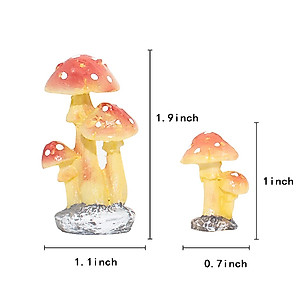6 Pcs Mini Mushroom Miniature Figurines Resin Figurines Fairy Garden Miniature Moss Landscape DIY Terrarium Crafts Ornament Accessories for Home Décor