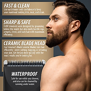 OLOV Electric Body Hair Trimmer for Men - Wet/Dry Body Shaver Groomer with 2 Repalcement Ceramic Blade, USB Recharge Dock & Nosetrimmer Head, Waterproof Male Hygiene Razor