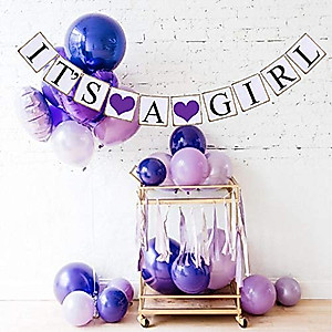 IT is A Girl Banner for Purple Lavender Royal Princess Girl Baby Shower Party Decorations