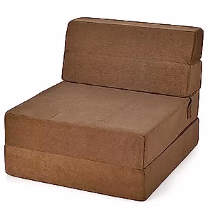 Giantex Convertible Sofa Bed, Floor Couch Sleeper, Folding Futon Guest Bed, Modern Chaise Lounge Upholstered Padded Cushion, Large Accent Chair Living Room Bedroom Brown