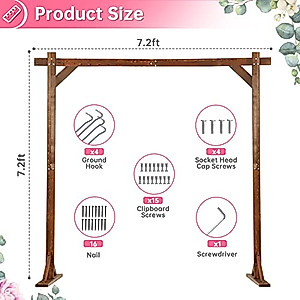 Loninak Wedding Arch-7.2FT Wooden Arch, Wooden Wedding Arch for Ceremony, Wooden Arbor Decoration, Wooden Backdrop Stand, Balloon Arch for Proposal Wedding Birthday Parties, Outdoor, Valentine Decor