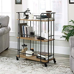 Sauder Station House Storage Cart, L: 32.323" x H: 15" x W: 40.748", Etched Oak Finish