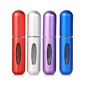 Saiveina Portable 5ml Mini Perfume Atomizer Bottles, Refillable Perfume Spray Bottle, Scent Pump Case, Empty Perfume Bottles for Travel and Outgoing(4 Pack)