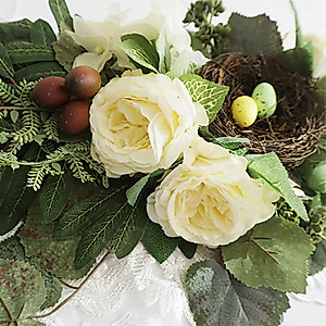 æ— 30 Inch Artificial Peony Flower Swag with Green Leaves, Spring Hanging Floral Swag Wedding Arch Wreath for Party Home Garden Front Door Wall Decoration