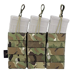 KRYDEX Tactical MOLLE Triple Open-Top 5.56mm Mag Pouch with MOLLE Strap for M4 M16 .223 Magazines(MC)…