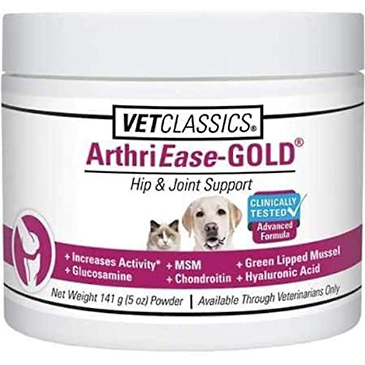 Vet Classics ArthriEase-Gold Hip & Joint Support for Dogs, Cats– Pet Health Supplement Powder – Alleviates Aches, Discomfort – For Flexibility, Healthy Joint Function – Antioxidants – 5 Oz