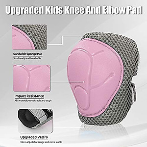 LANOVAGEAR Kids Helmet Knee Pads Ages 2-8, Adjustable Toddler Bike Helmet Knee Elbow Wrist Pads for Skating Scooter Roller Skates Cycling Bicycle