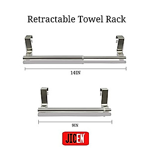 Over The Door Towel Rack, Expands to 14" Wide Kitchen Towel Rack + 1 Paper Towel Rack That Swivels 360°, Suitable for Kitchen, Bathroom, Etc.