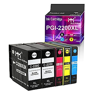 MM MUCH & MORE Compatible Ink Cartridge Replacement for Canon PGI-2200 XL 2200 2200XL to Used for MAXIFY MB5420 iB4020 iB4120 MB5020 MB5120 MB5320 Pixma TS3120 (2 Black, Cyan, Magenta, Yellow) 5-Pack