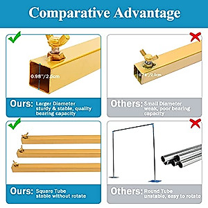 Fomcet 10FT x 10FT Backdrop Stand Heavy Duty with Base, Gold Portable Adjustable Pipe and Drape Backdrop Stand Kit, Square Metal Arch Party Frame for Wedding Birthday Parties Banquet Decorations