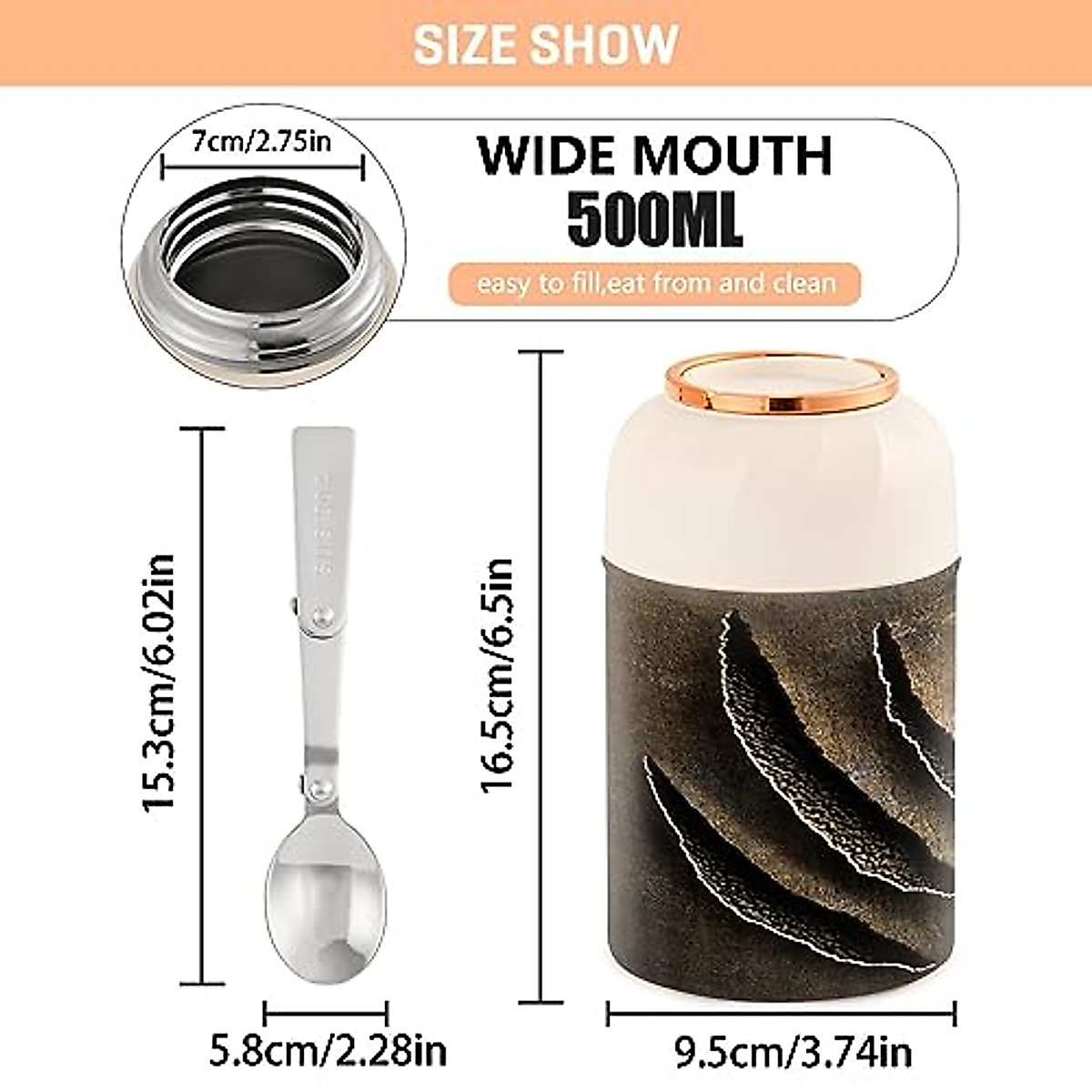 CUPADA 3d Monster Paw Food Jar for Hot and Cold, Insulated Food Jars Vacuum 17OZ with Folding Spoon for Work Trip Picnic Camping