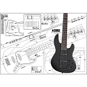 Plan of Fender Jazz Bass 5 String - Full Scale Print