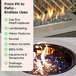 Premium Pebbles Black Lava Rocks for Fire Pit - 2 to 3 inch - 10 lbs - Gas Fireplace Rocks - Decorative Lava Stone for Indoor & Outdoor Gas Fireplace