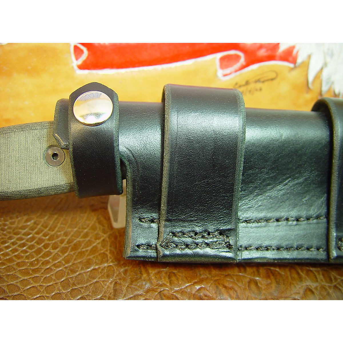 Custom Leather Knife Sheath Fits Rat 4 and ESEE 4, Leather Fixed Blade Knife Holder, Dyed Black