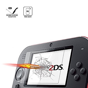 AKWOX (4pcs) Tempered Glass Top LCD Screen Protector + HD Clear Crystal Buttom LCD Screen Protective Filter for 2DS