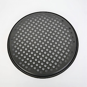 Bamboo's Grocery LoKii Round Pizza Pans Set, Baking Steel Pizza Pan for Oven, Nonstick Pizza Oven Tray, Grill Pizza Plates, 12.6 Inches, 2 Pack